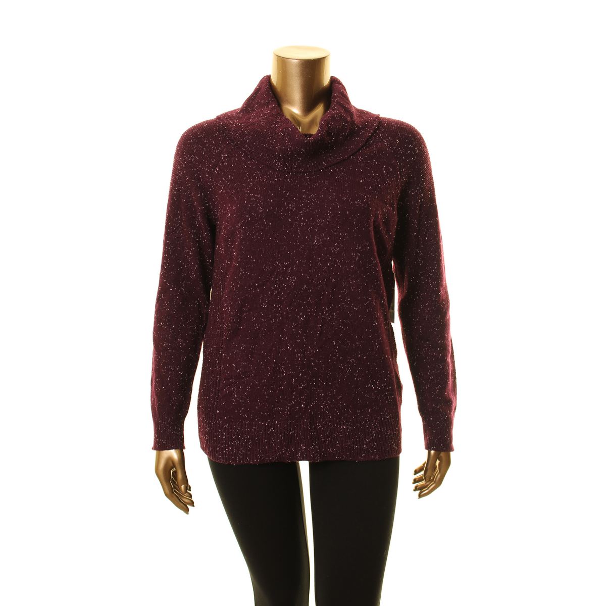 CALVIN KLEIN NEW Women's Mix Stitched Flecked Cowl Neck Sweater Top ...
