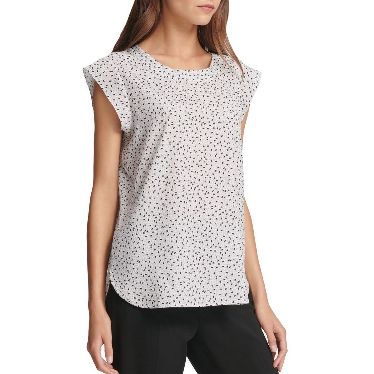 DKNY NEW Women's Printed Scoop-neck Blouse Shirt Top TEDO | eBay