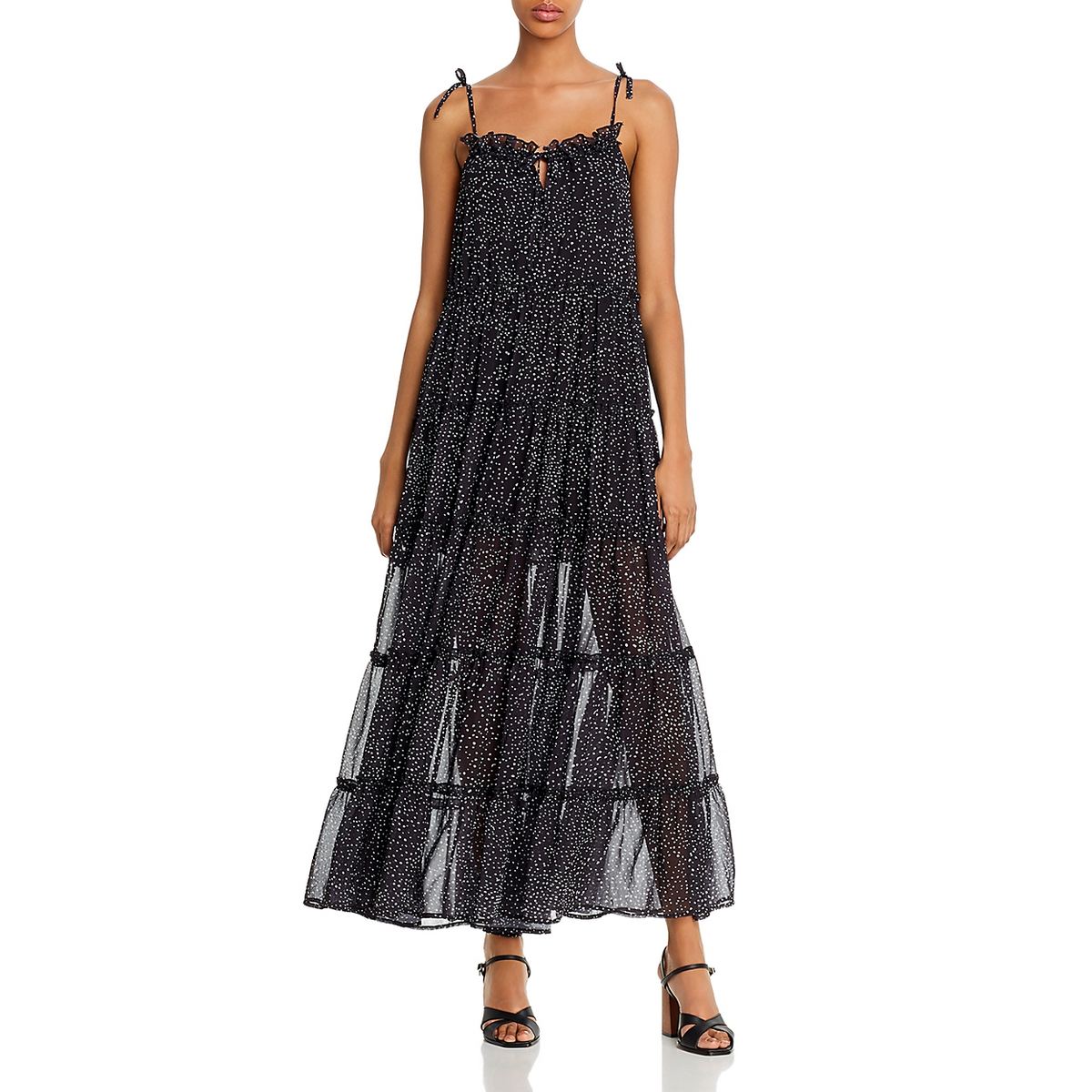 The Weekend BRAND Womens Black Sleeveless Halter Maxi Ruffled Dress ...